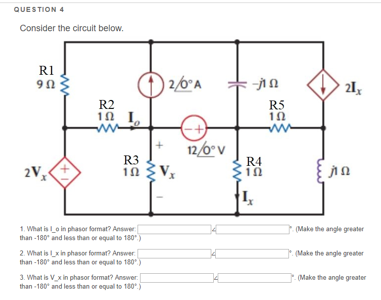 Solved QUESTION 4 Consider the circuit below R1 9Ω 2I R2 1.0 | Chegg.com