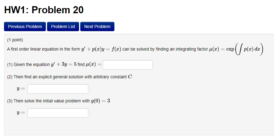 Solved HW1: Problem 20 Previous Problem Problem List Next | Chegg.com