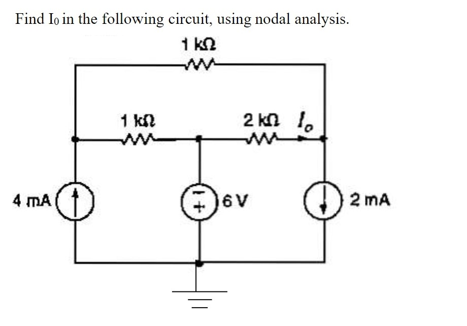 Solved Find Io in the following circuit, using nodal | Chegg.com