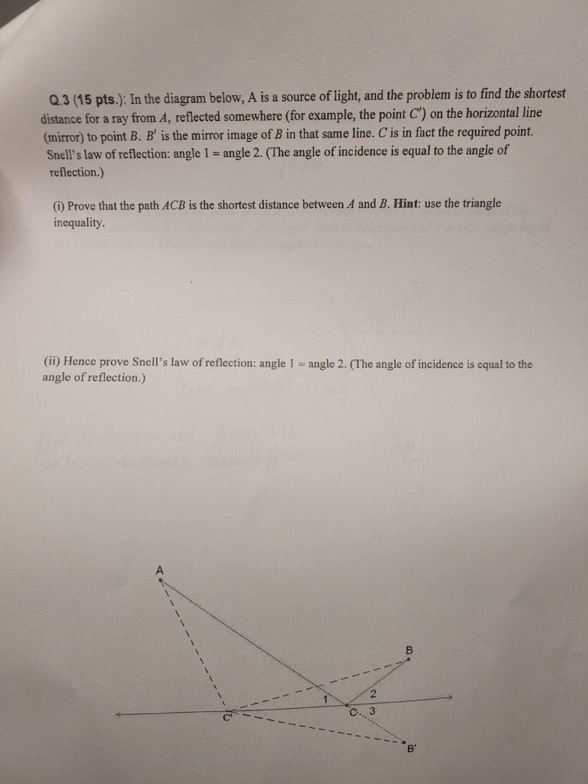 Solved In the diagram below, a is the source of light, and | Chegg.com