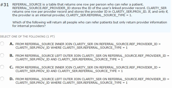 Solved #31 REFERRAL SOURCE is a table that returns one row | Chegg.com