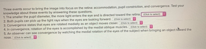 Solved Three events occur to bring the image into focus on | Chegg.com