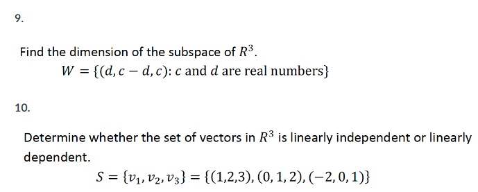 Solved Find the dimension of the subspace of | Chegg.com