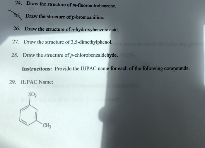 Solved 24. Draw the structure of m-fluoronitrobenzene. Draw | Chegg.com