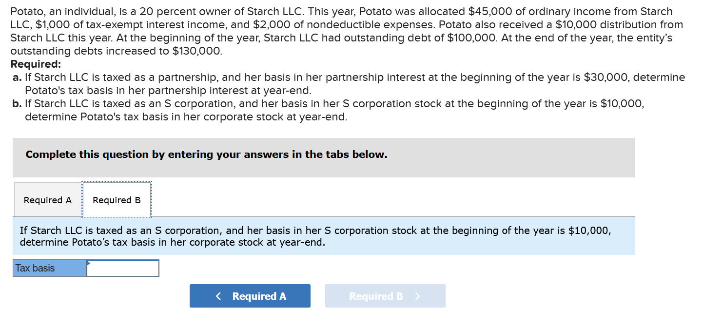 Solved Potato An Individual Is A 20 Percent Owner Of Chegg