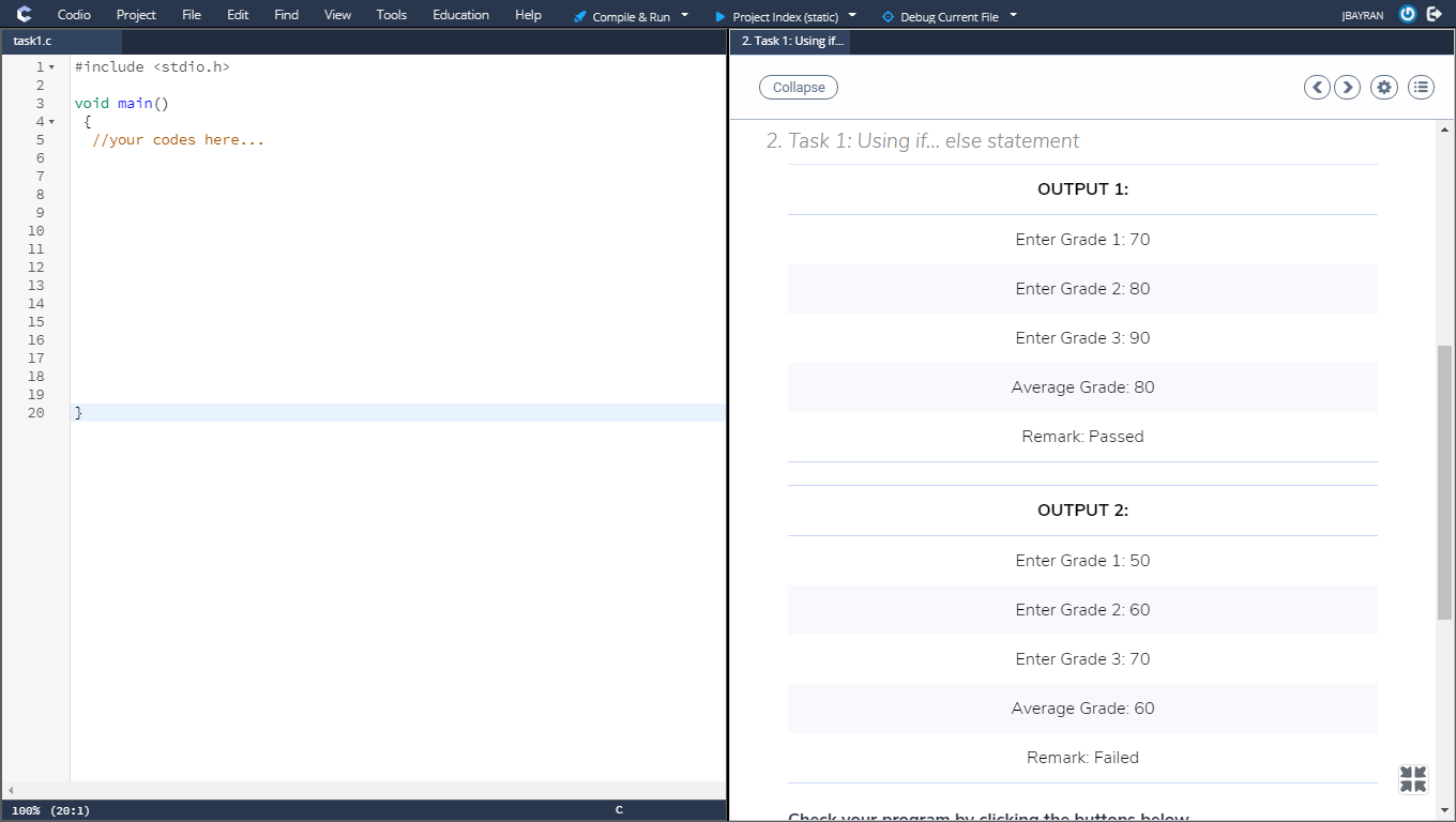 Solved Codio Project File Edit Find View Tools Education | Chegg.com