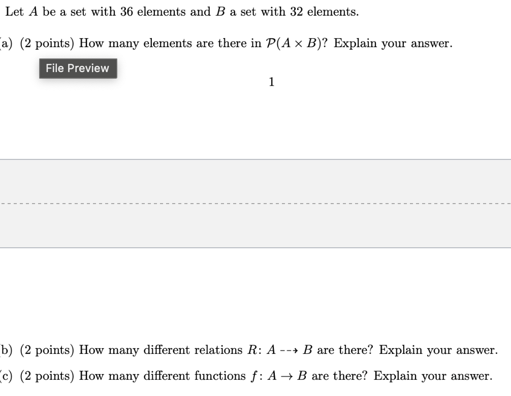 Solved Let A be ﻿a set with 36 ﻿elements and B ﻿a set with | Chegg.com