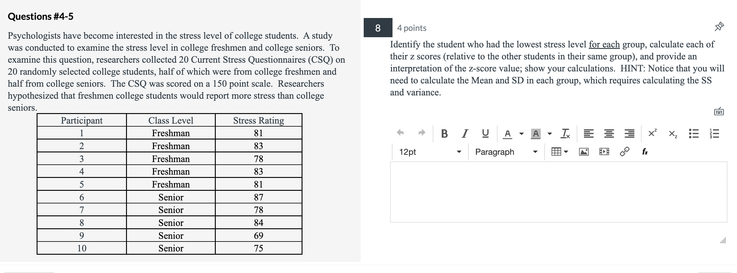 Solved 2 points If someone scores 1.5 standard deviations | Chegg.com