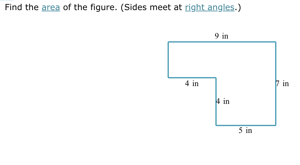 Solved Find the area of the figure. (Sides meet at right | Chegg.com
