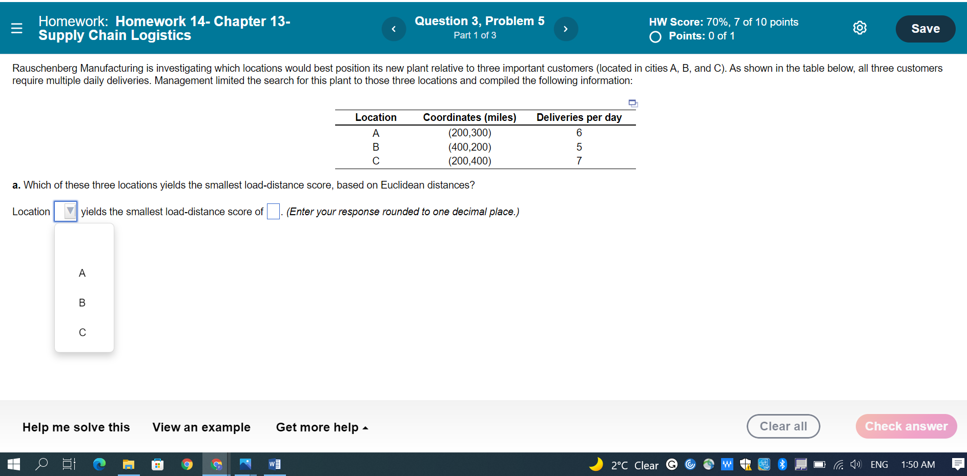 Solved B- which of these locations is best, based on | Chegg.com