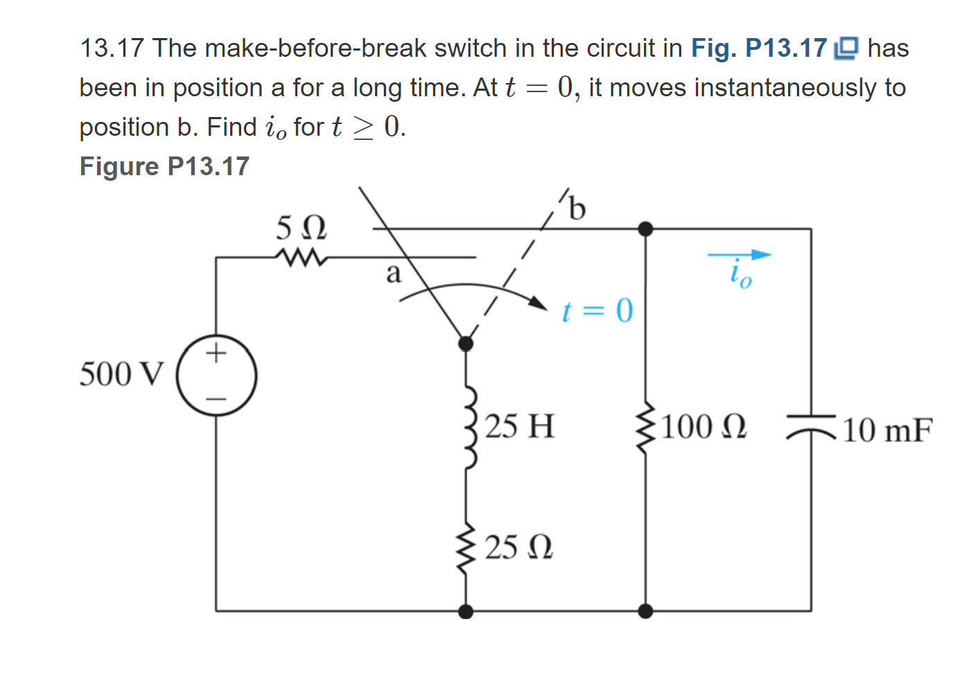 Solved 13.17 The make-before-break switch in the circuit in | Chegg.com