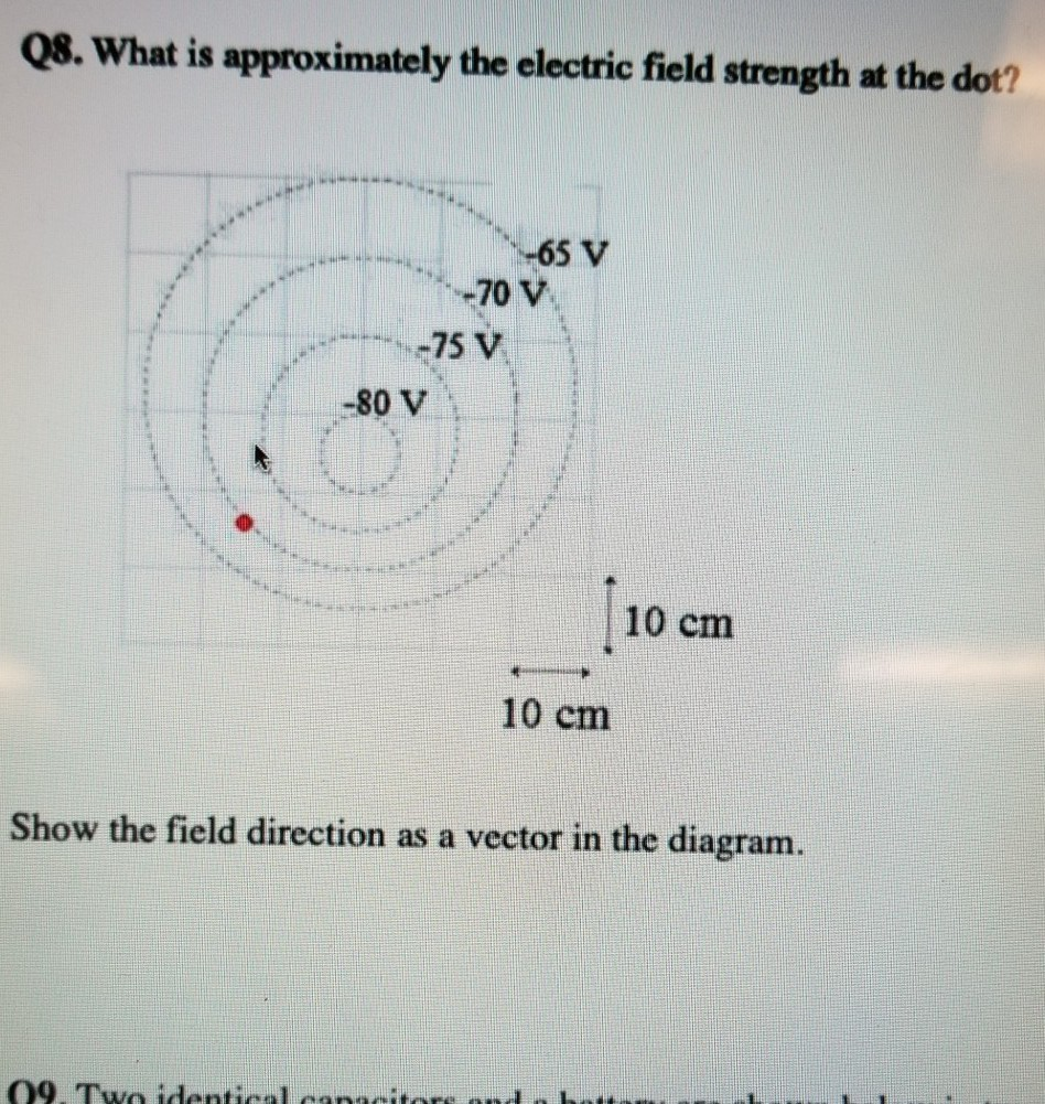 Solved Q8. What is approximately the electric field strength | Chegg.com