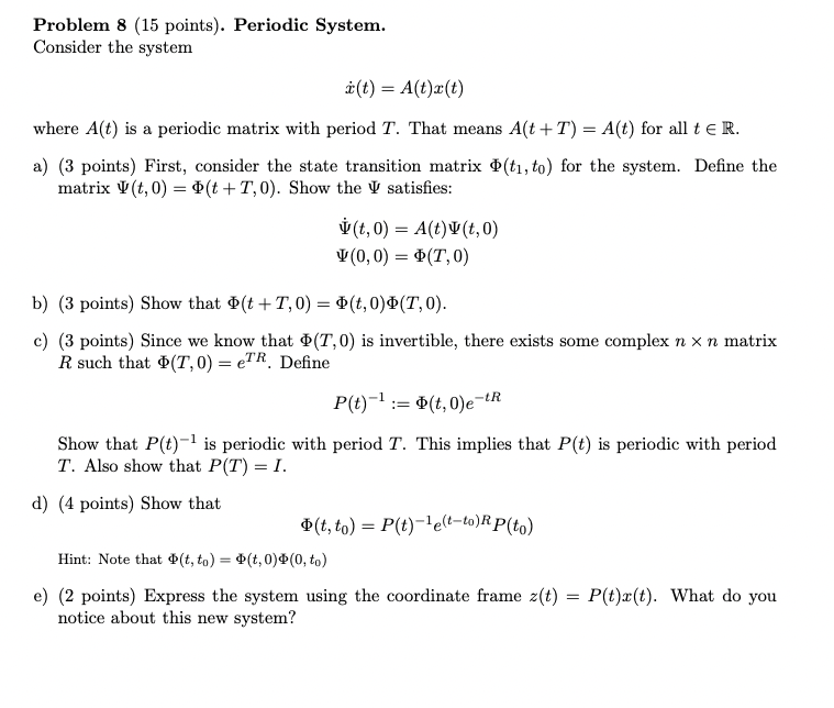 Solved Problem 8 (15 points). Periodic System. Consider the | Chegg.com