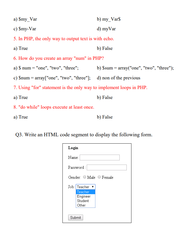 Solved Web System- Assignment3 Q1. Answer the following | Chegg.com
