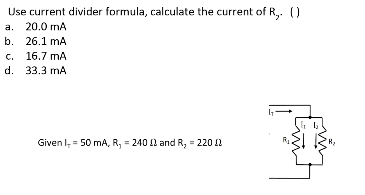 Solved Use current divider formula, calculate the current of | Chegg.com