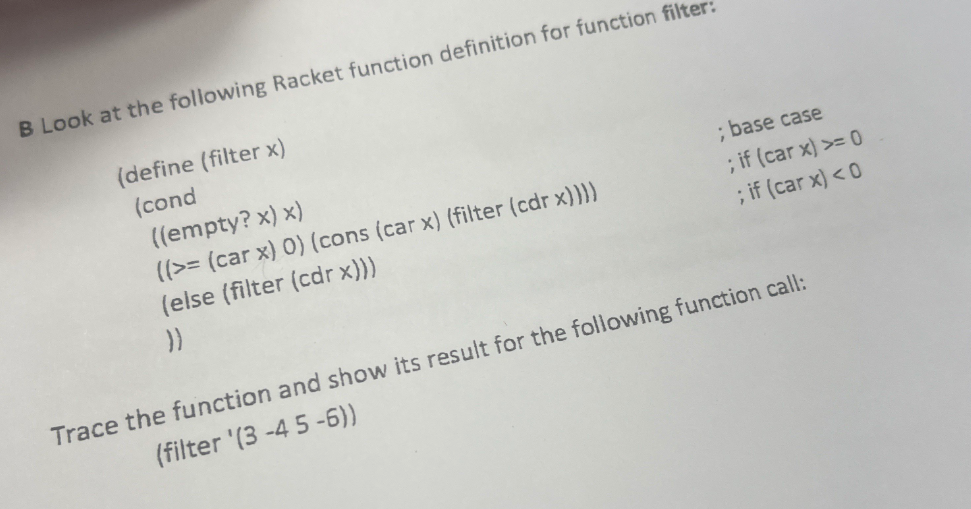Solved B Look At The Following Racket Function Definition