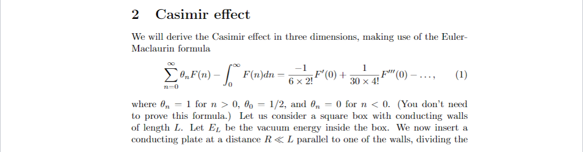 Solved 2 Casimir effect We will derive the Casimir effect in | Chegg.com