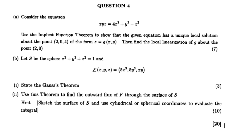 Solved QUESTION 4 (a) Consider the equation xyz = 4x2 + y2 – | Chegg.com