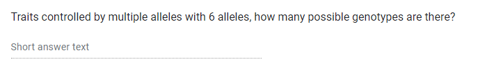 Solved Traits controlled by multiple alleles with 6 alleles, | Chegg.com