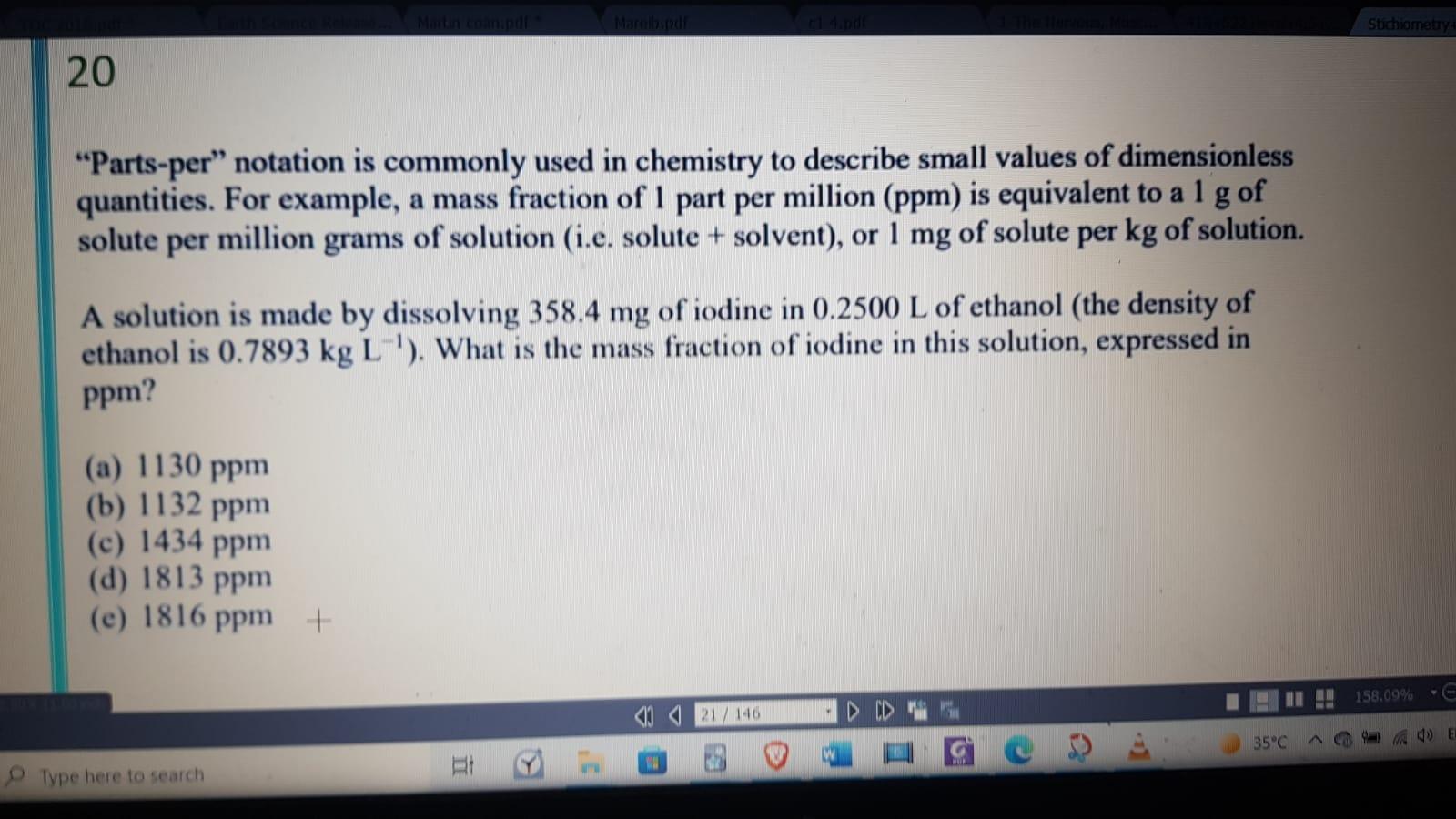 Solved Marelb.pdf 20 "Parts-per" notation is commonly used | Chegg.com