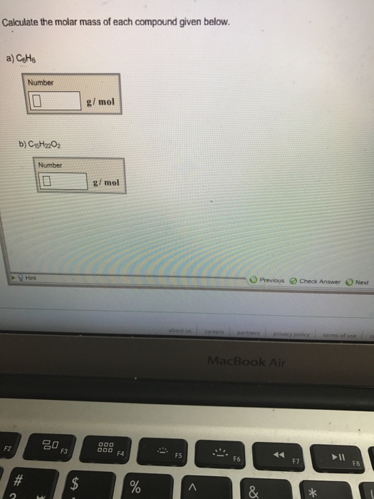 Solved Calculate the molar mass of each compound given | Chegg.com