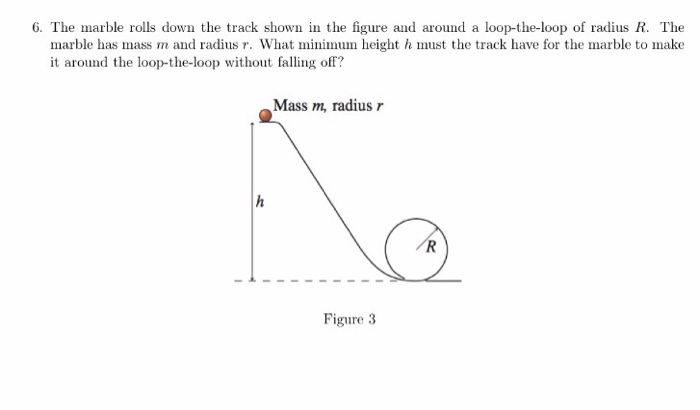 Solved The marble rolls down the track shown in the figure | Chegg.com
