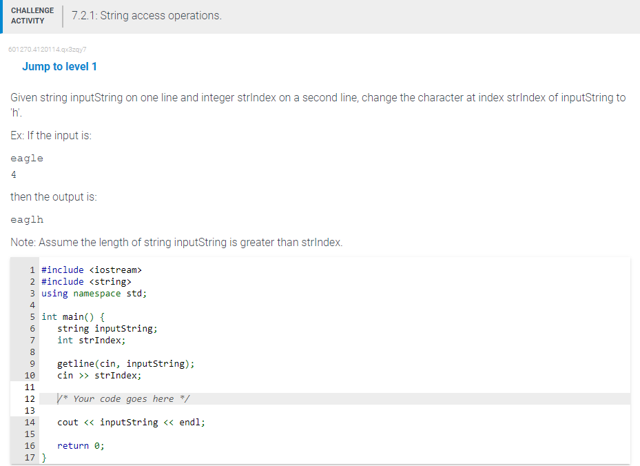 Solved Jump to level 1Given string inputString on one line | Chegg.com Solved Jump to level 1Given string inputString on one line | Chegg.com