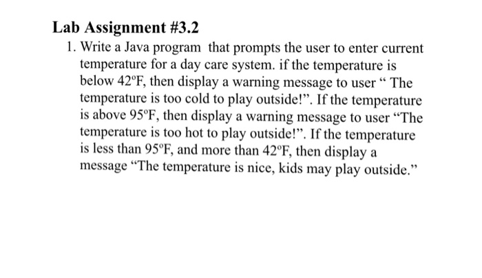 Solved Lab Assignment #3.2 1. Write a Java program that | Chegg.com