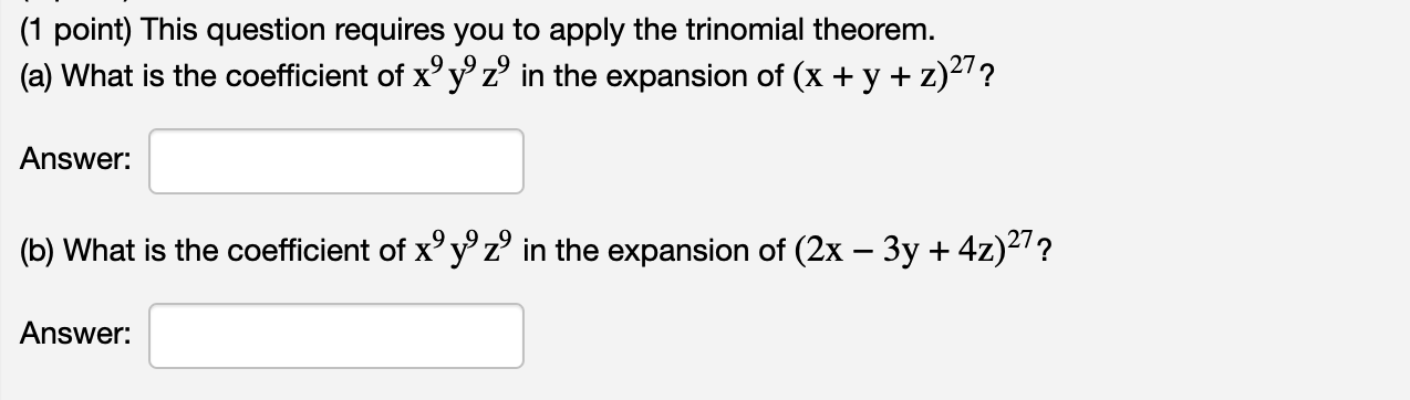 Solved (1 point) This question requires you to apply the | Chegg.com