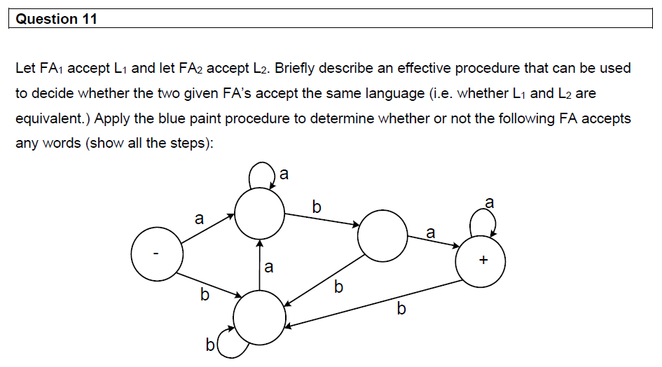 Solved Question 11 Let FA₁ accept L₁ and let FA2 accept L2. | Chegg.com