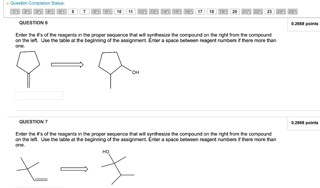 Solved Enter the reagent #'s in the proper sequence that | Chegg.com