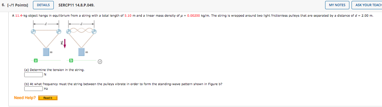 Solved A 11.4-kg object hangs in equilibrium from a string | Chegg.com