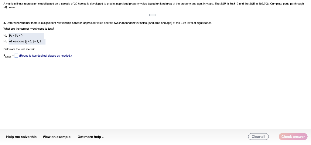 A multiple linear regression model based on a sample | Chegg.com
