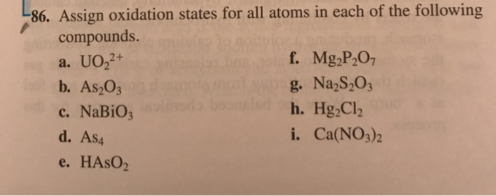 Solved 86. Assign oxidation states for all atoms in each of | Chegg.com