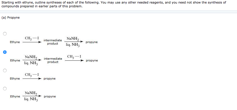 Solved Starting with ethyne, outline syntheses of each of | Chegg.com
