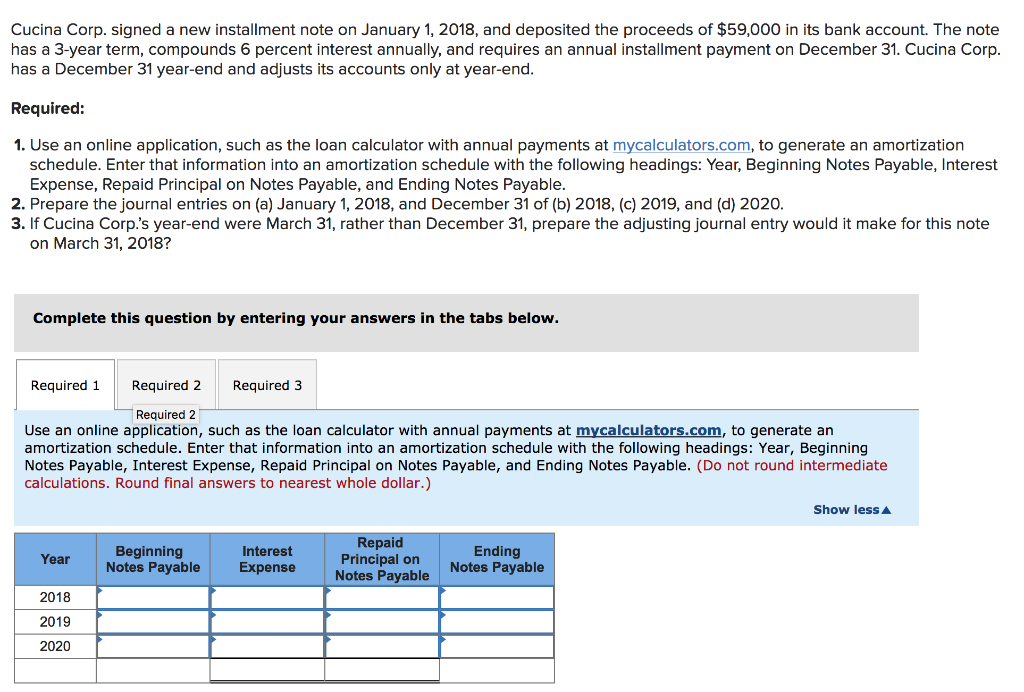 Solved Cucina Corp. signed a new installment note on January | Chegg.com