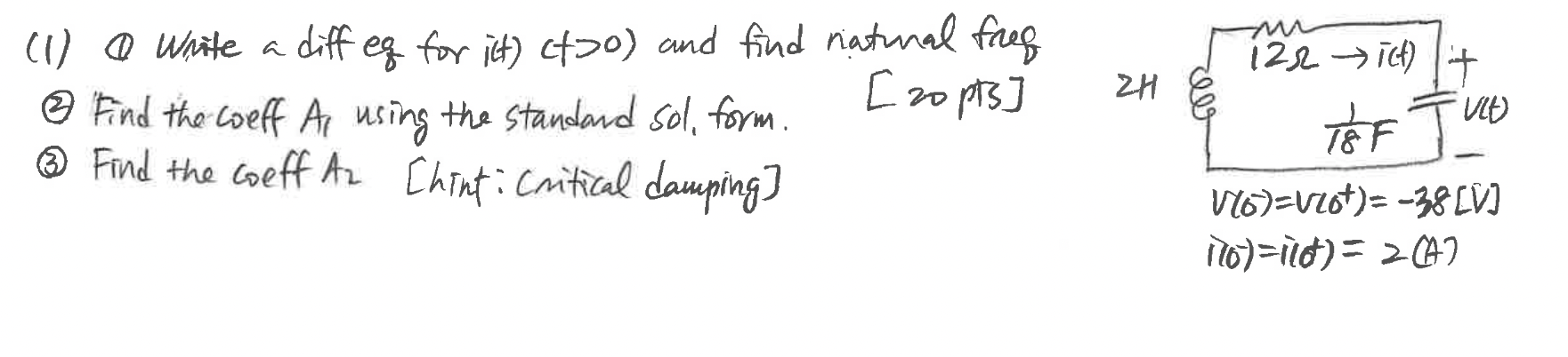 Solved (1) Q Write a diff eq for ict) (t>0) and find | Chegg.com