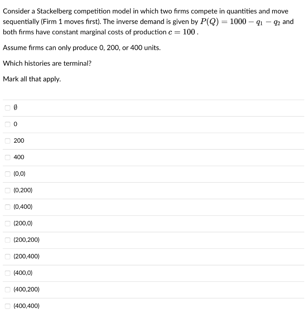 Solved Consider a Stackelberg competition model in which two | Chegg.com