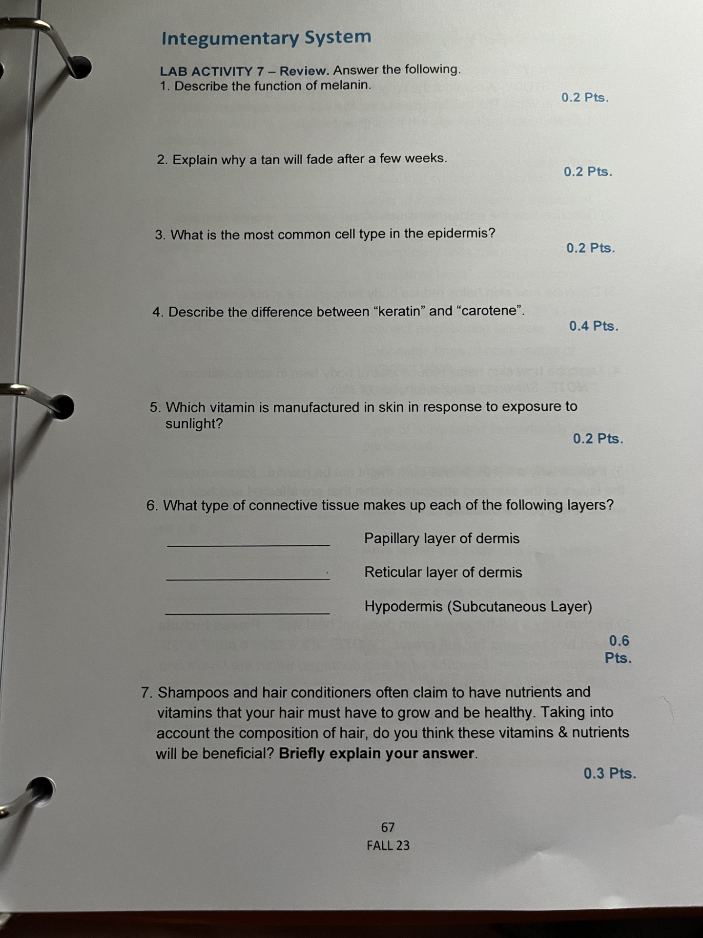 Solved LAB ACTIVITY 7 - Review. Answer the following. 1. | Chegg.com