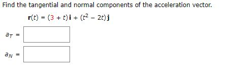Solved Find the tangential and normal components of the | Chegg.com