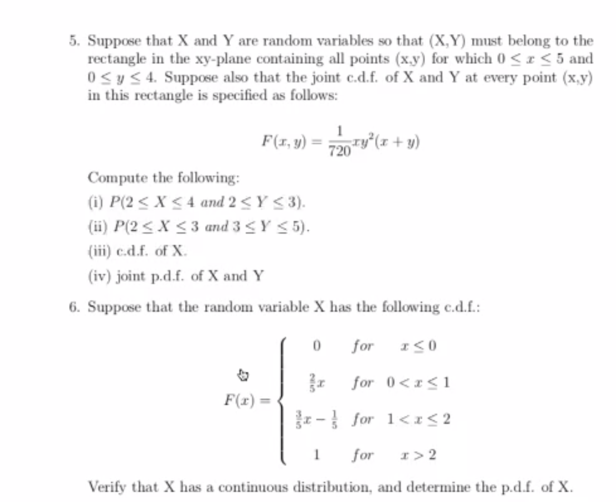 Solved 5. Suppose that X and Y are random variables so that | Chegg.com