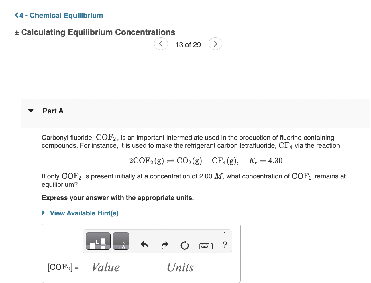 Solved Carbonyl fluoride, COF2, is an important intermediate | Chegg.com