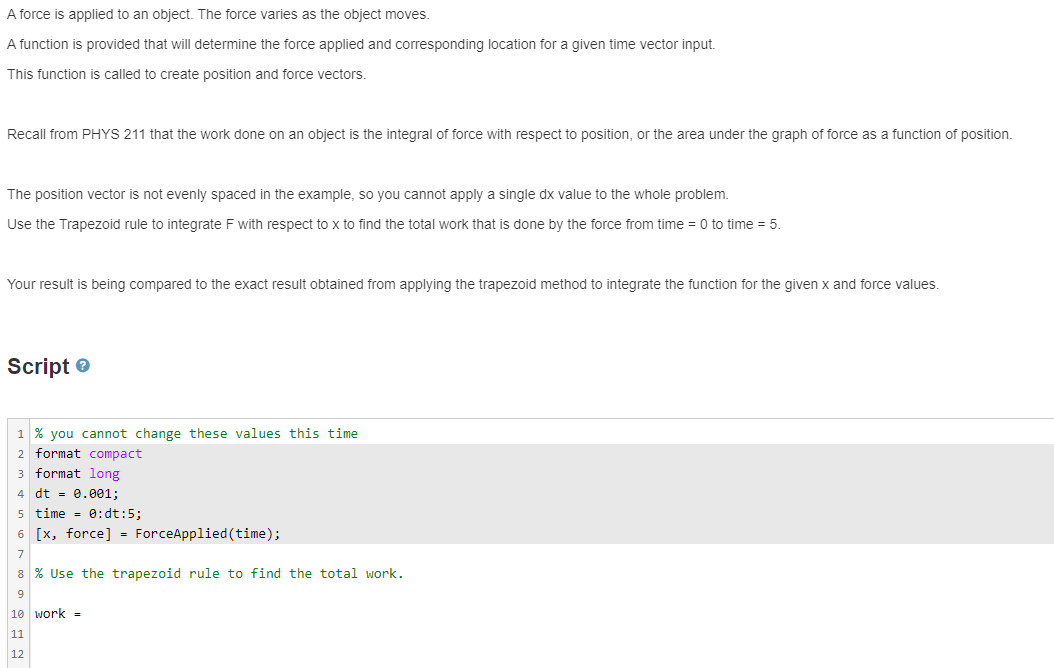 Solved A force is applied to an object. The force varies as | Chegg.com