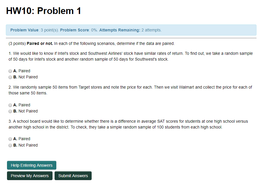 Solved HW10: Problem 1 Problem Value: 3 points). Problem | Chegg.com