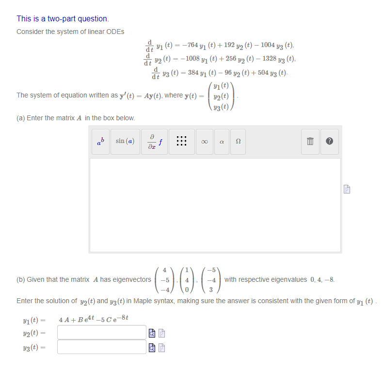 Solved This is a two-part question. Consider the system of | Chegg.com