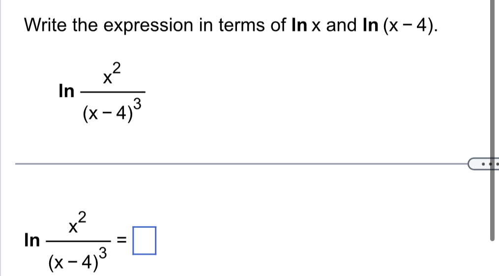 Solved Write the expression in terms of lnx and ln(x−4). | Chegg.com
