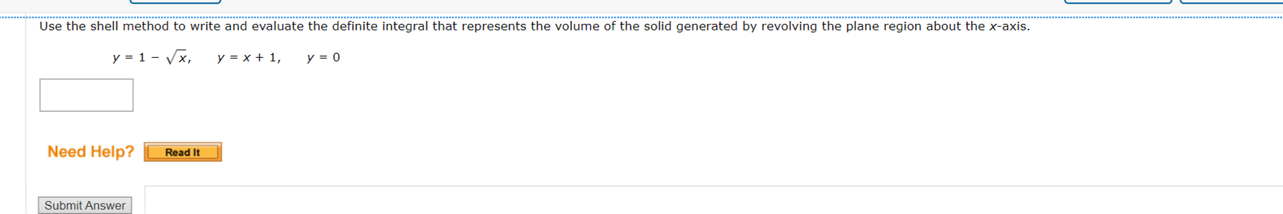 Solved Use the shell method to write and evaluate the | Chegg.com