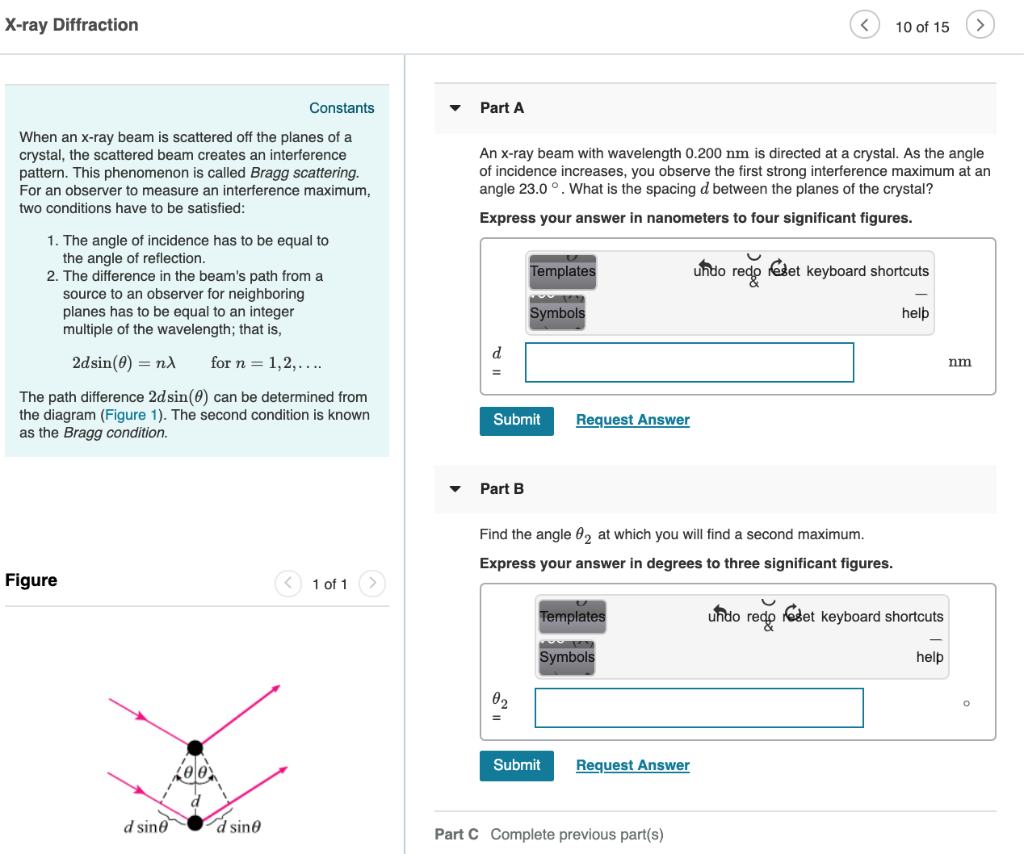 Solved X-ray Diffraction 10 of 15 > Constants Part A When an | Chegg.com