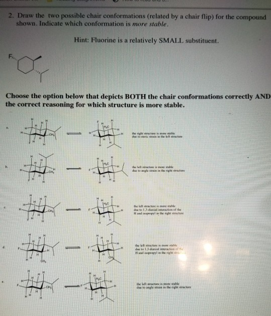 Solved 2. Draw the two possible chair conformations (related | Chegg.com