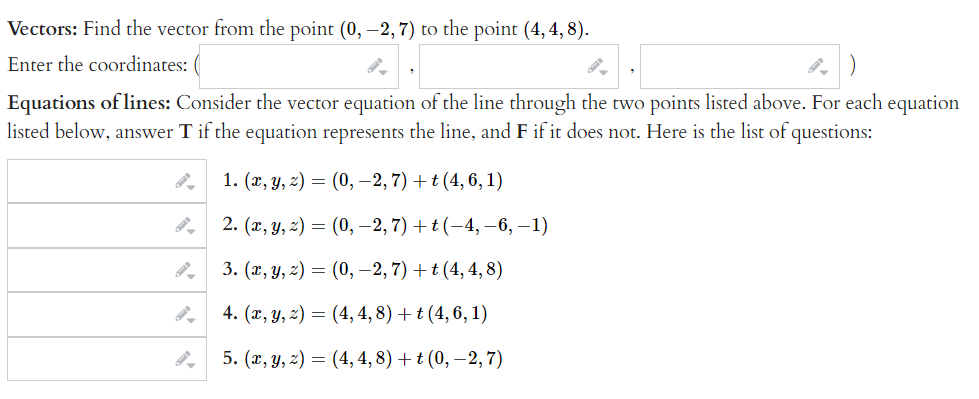 Solved Vectors: Find the vector from the point (0,−2,7) to | Chegg.com